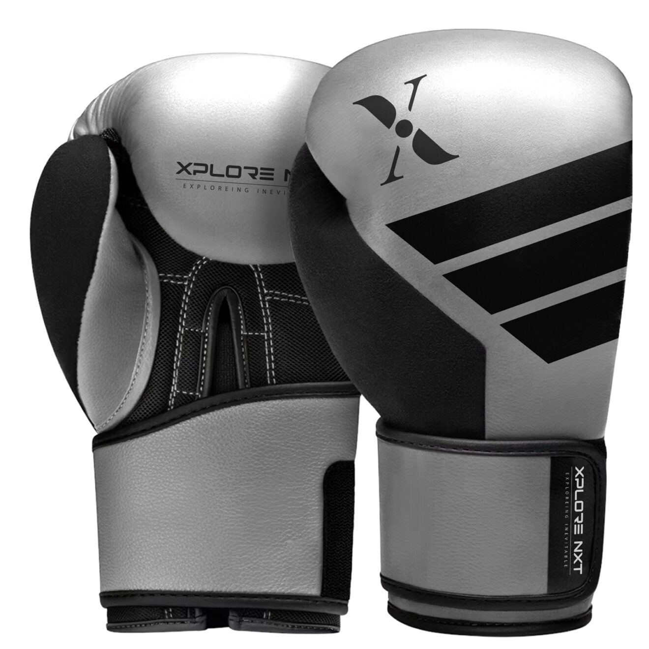 XN1 Metallic Silver Leather Boxing Gloves - Xplore XNT
